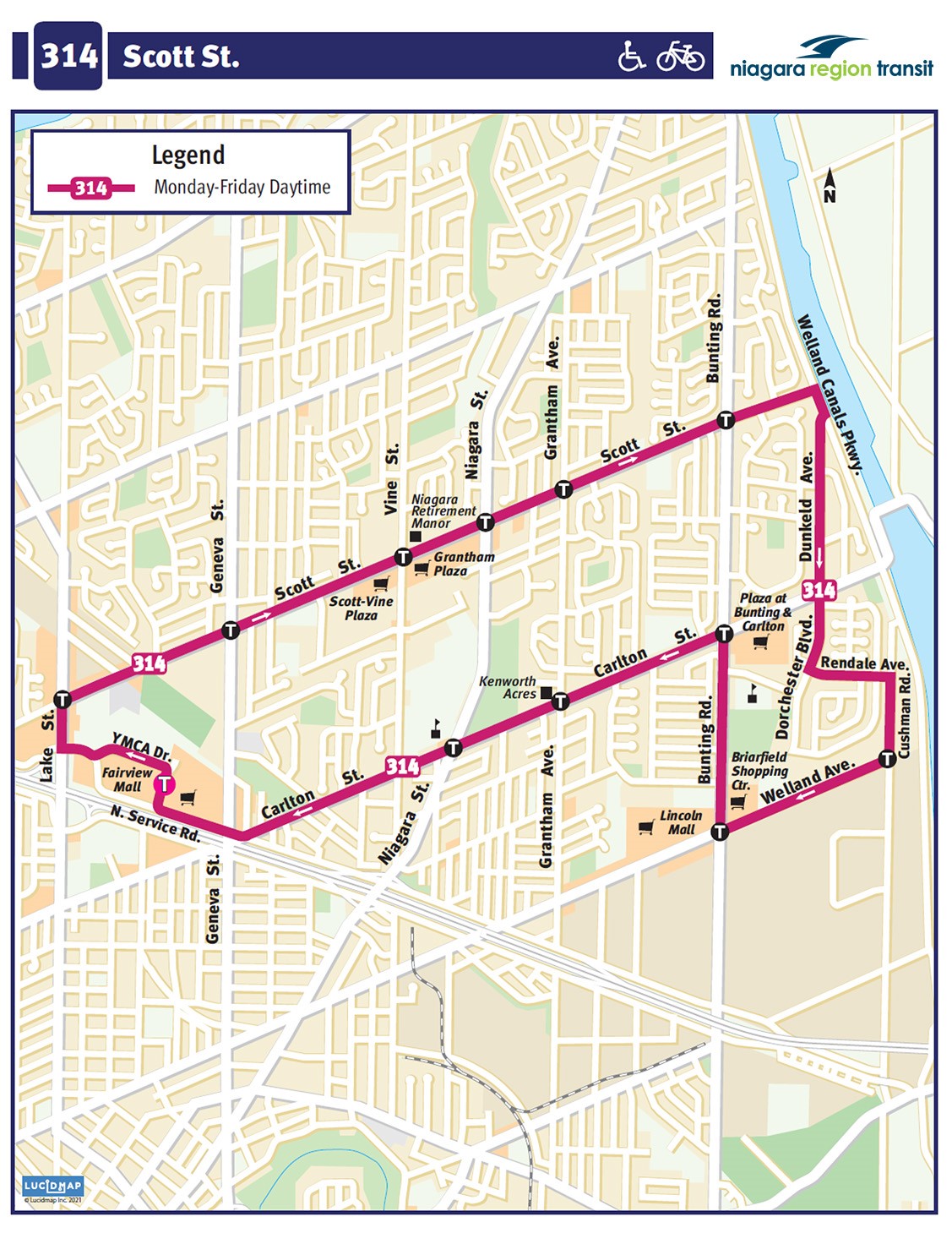 314 | Scott St. - Carlton St. | St. Catharines - Niagara Region Transit