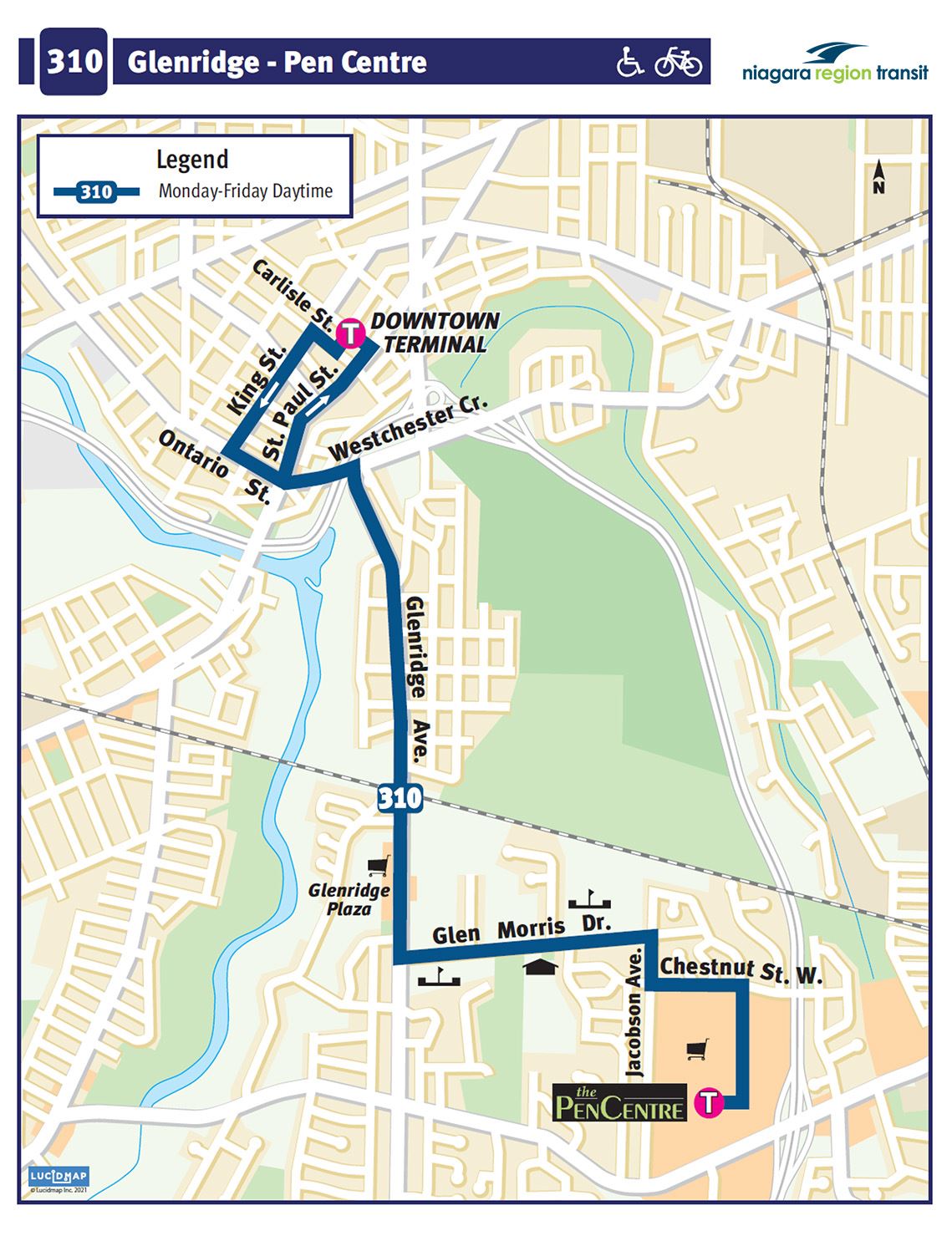 310 | Glenridge Ave. - Pen Centre | St. Catharines - Niagara Region Transit
