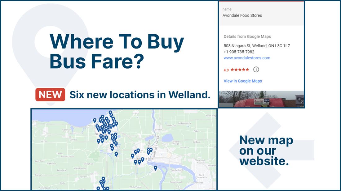 Bus Fares Locations Map - Niagara Region Transit